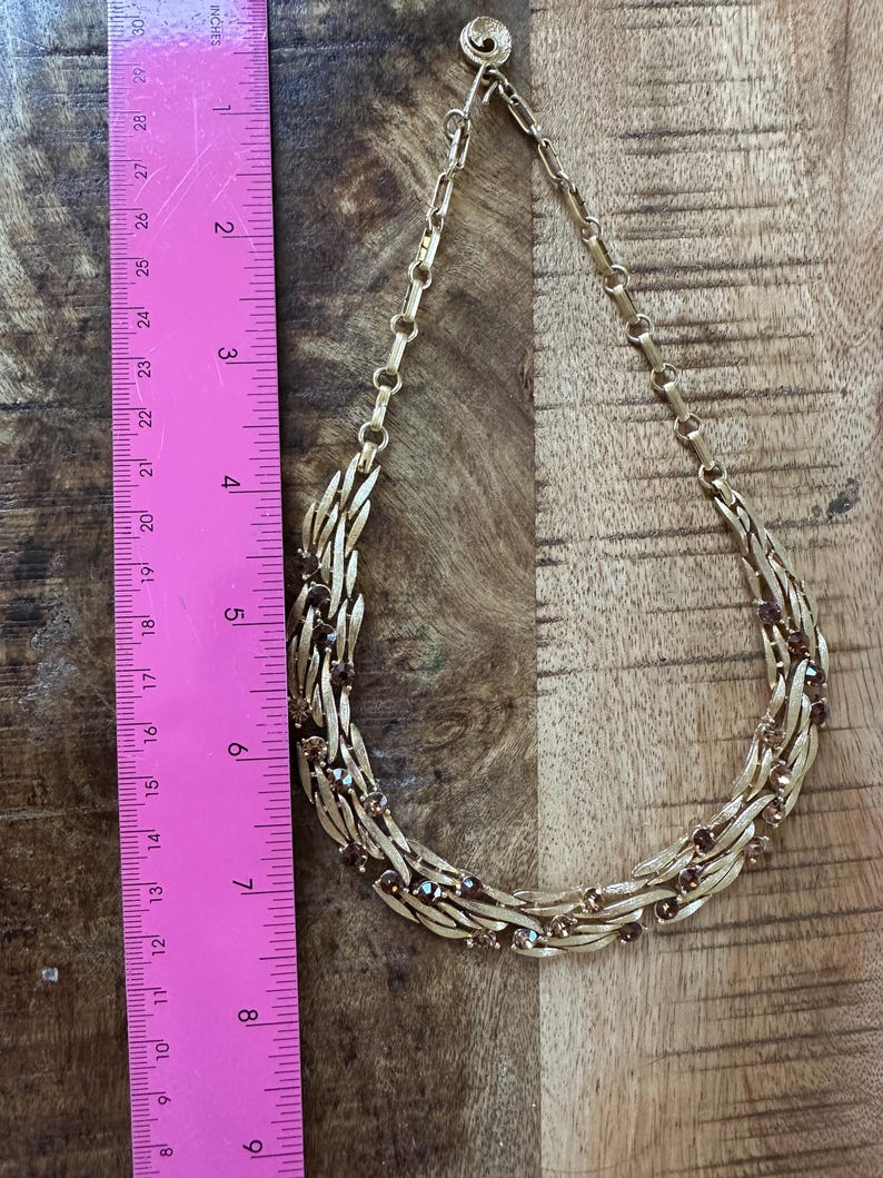 LISNER 1950s Vintage Gold Tone Topaz-amber Rhinestone Parure | Necklace ...