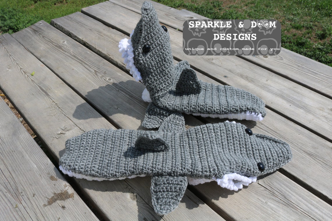 Shark Slippers MADE TO ORDER Adult Crochet Custom Made | Etsy