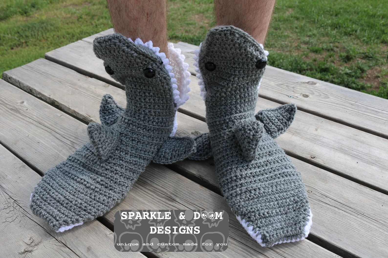 Shark Slippers MADE TO ORDER Adult Crochet Custom Made | Etsy