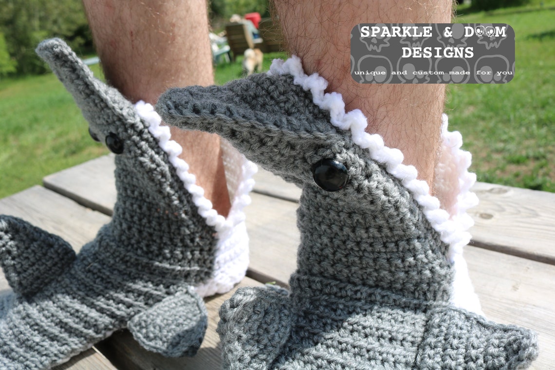 Shark Slippers MADE TO ORDER Adult Crochet Custom Made | Etsy