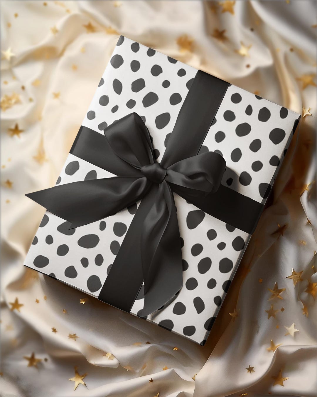 Black Dalmatian Spot Pattern Wrapping Paper | Polka Dot Gift Wrap ...