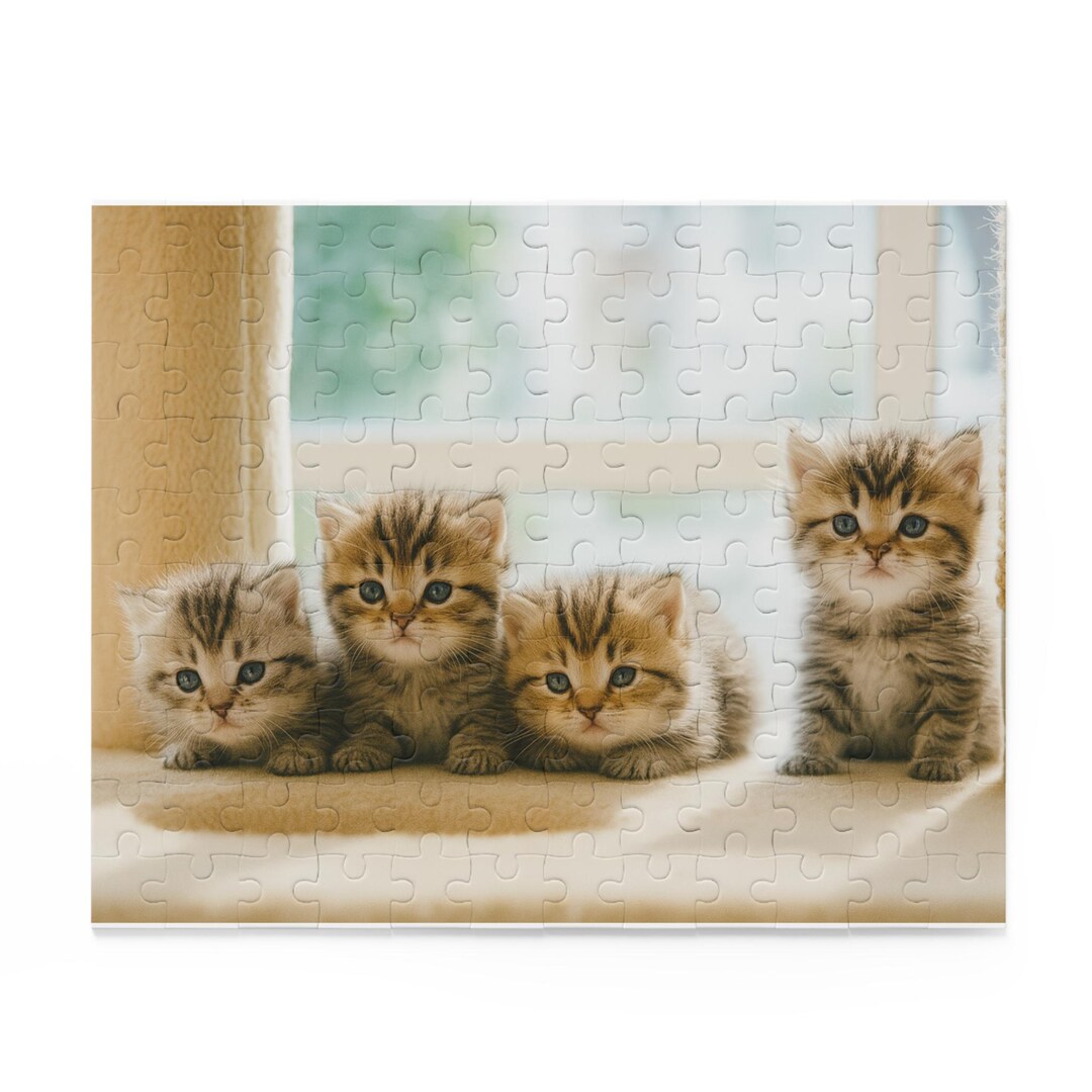 Tabby Kittens Art Print Fluffy Baby Cats on Cozy Perch, Cute Nursery ...