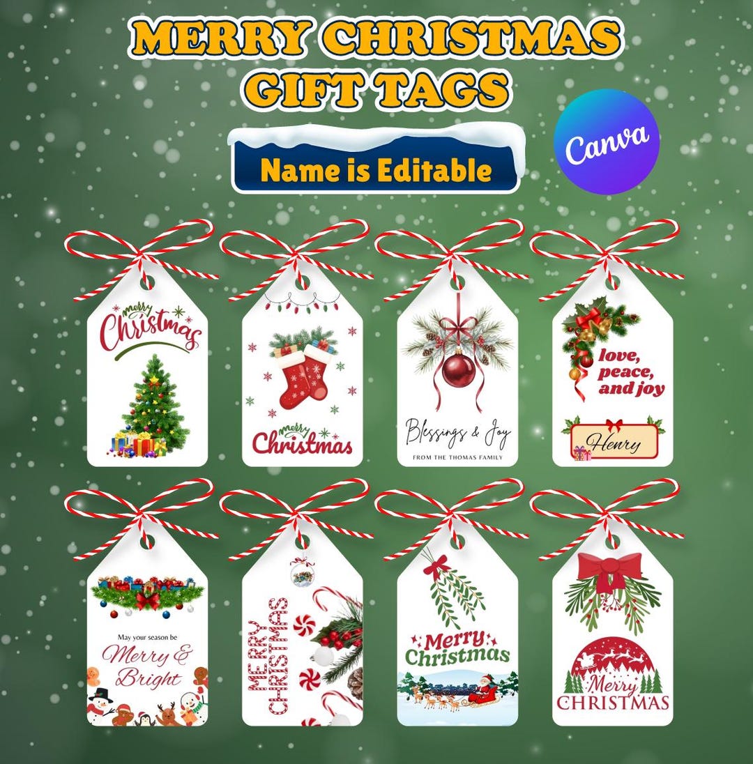 Editable Christmas Gift Tags Printable, Holiday Labels Template ...