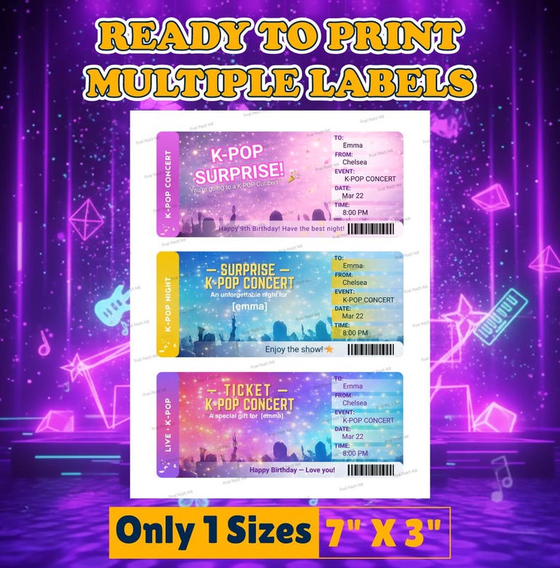 K-pop Demon Hunters Concert Ticket Invitation, Huntrix Kpop Forever ...