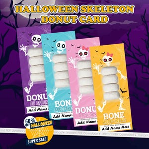 Skeleton Halloween Donut Card - Etsy
