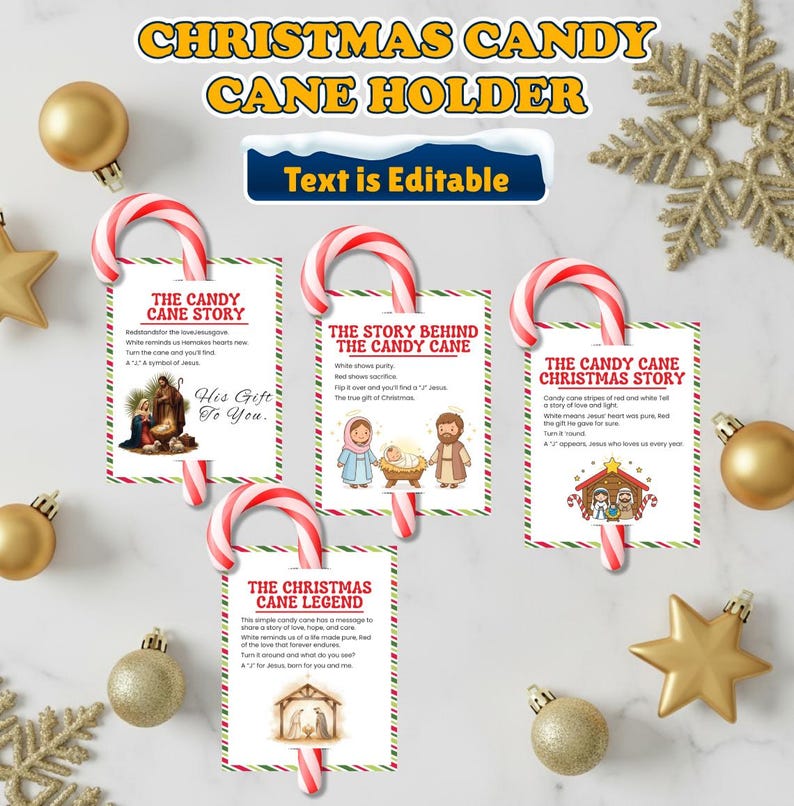 Editable Legend of the Candy Cane Printable Tags, Christmas Jesus Story ...