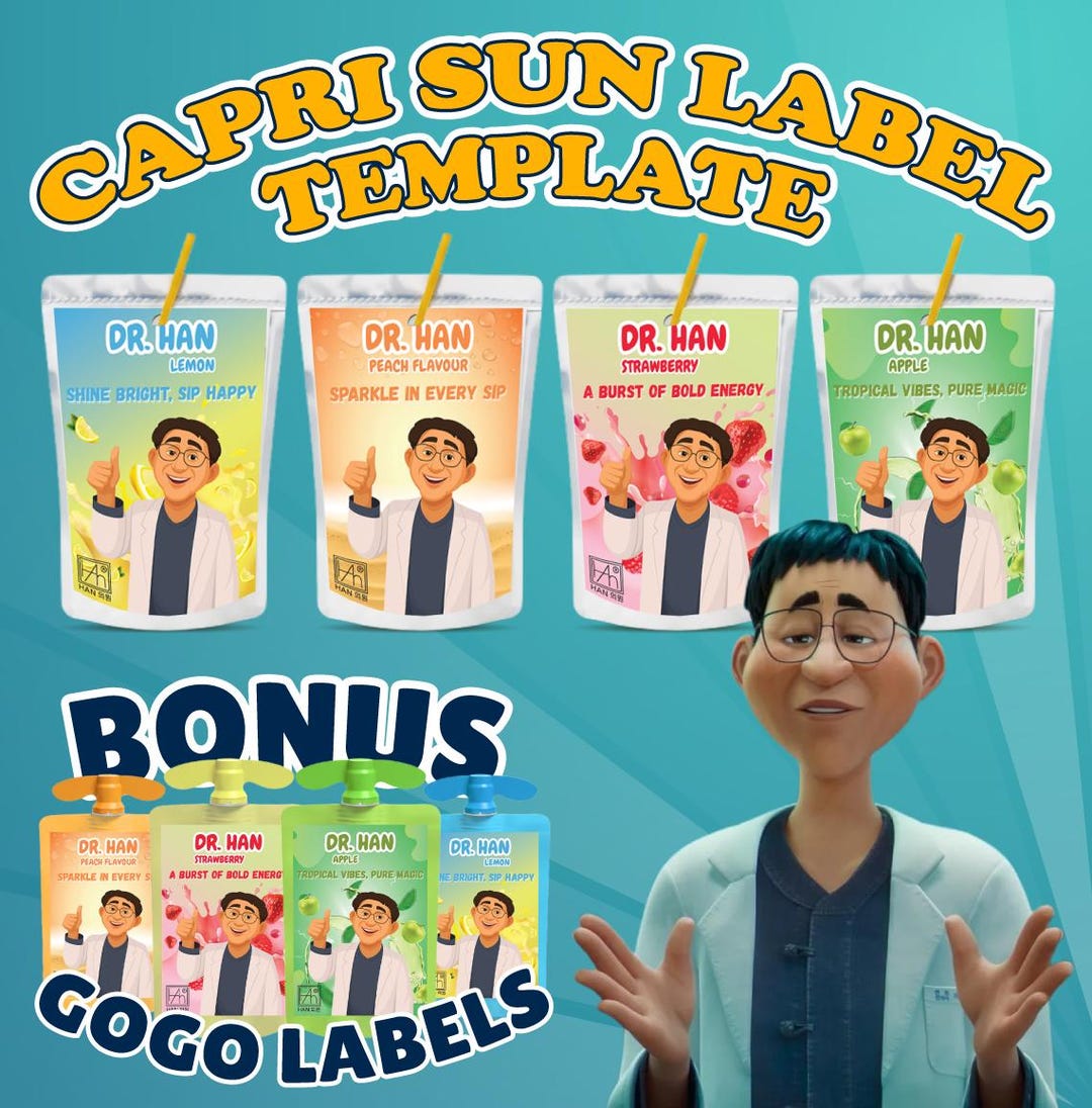 Kpop Demon Hunters Party, Dr. Han Juice Wrapper, Caprisun & Gogo Squeez ...