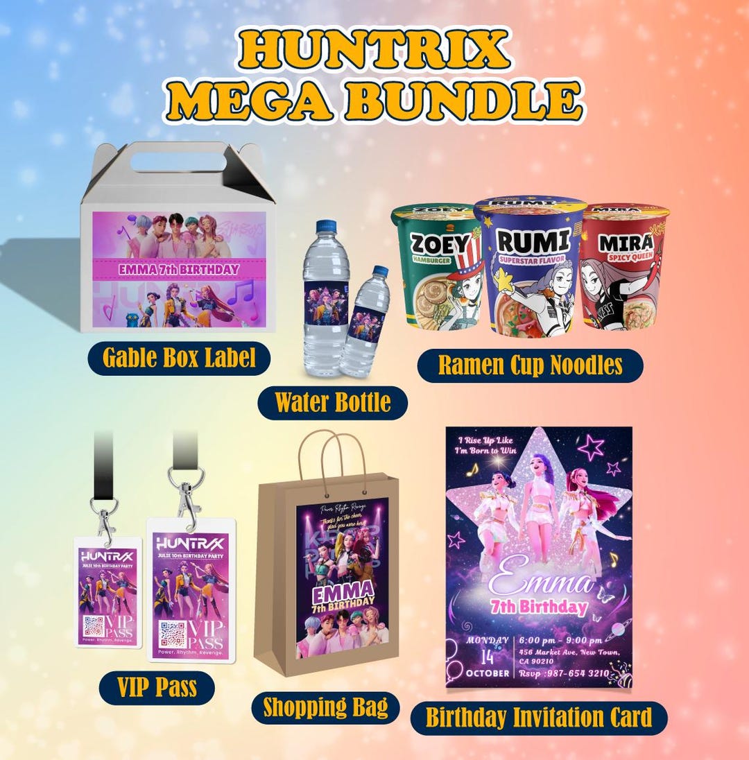 Buy Kpop Demon Hunters Labels, Huntrix Printable Birthday Decor Bundle ...