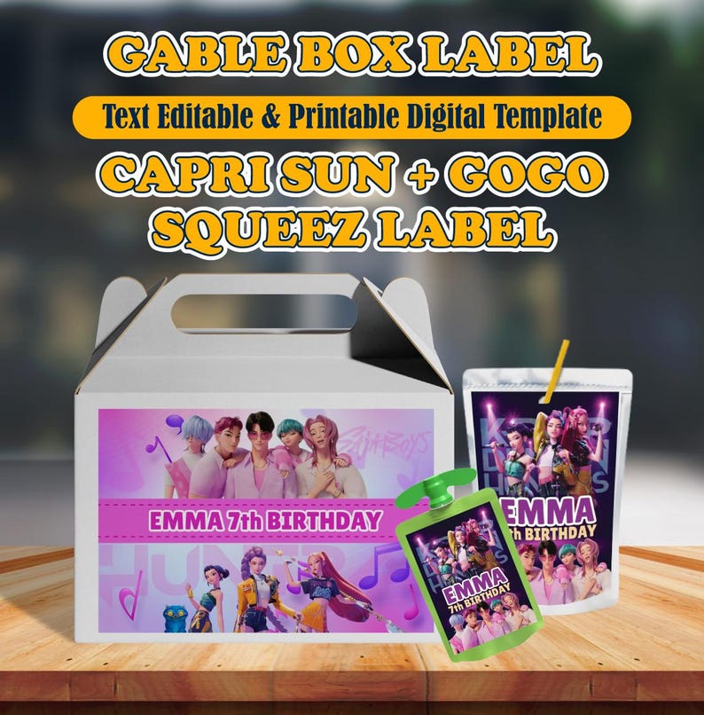 Kpop Demon Hunter Gable Box Label Printable | Huntrix & Saja Boys Party ...