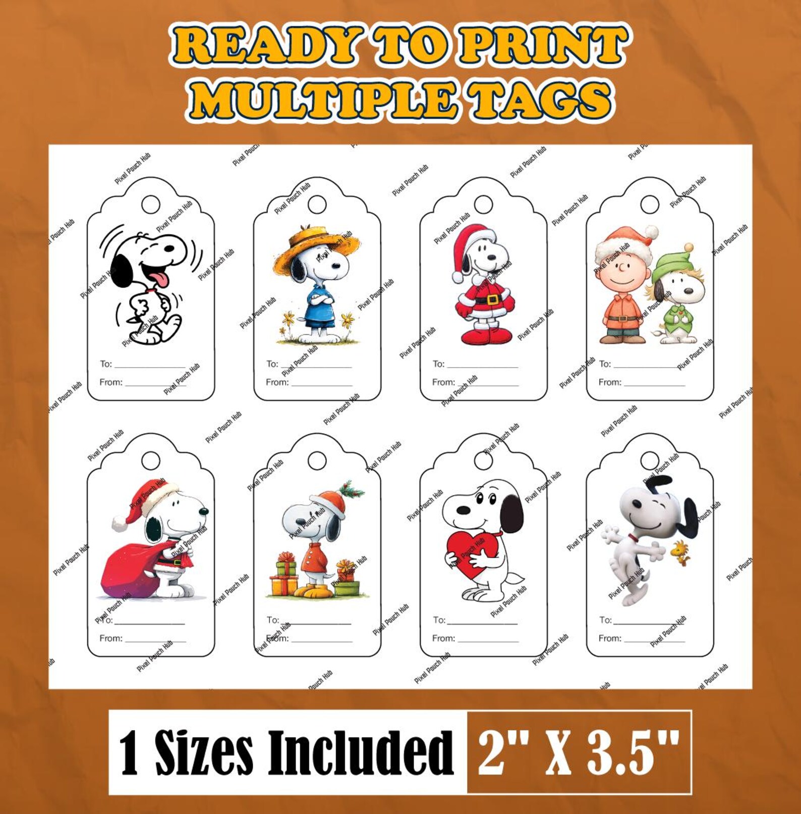Snoopy Christmas Gift Tags, Peanuts Holiday Labels Editable Canva ...