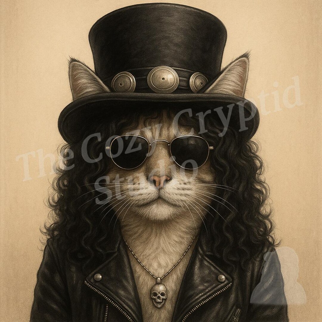 SLASH CAT Print: SLASH - Guns N' Roses as A Cat Funny Feline Portrait ...