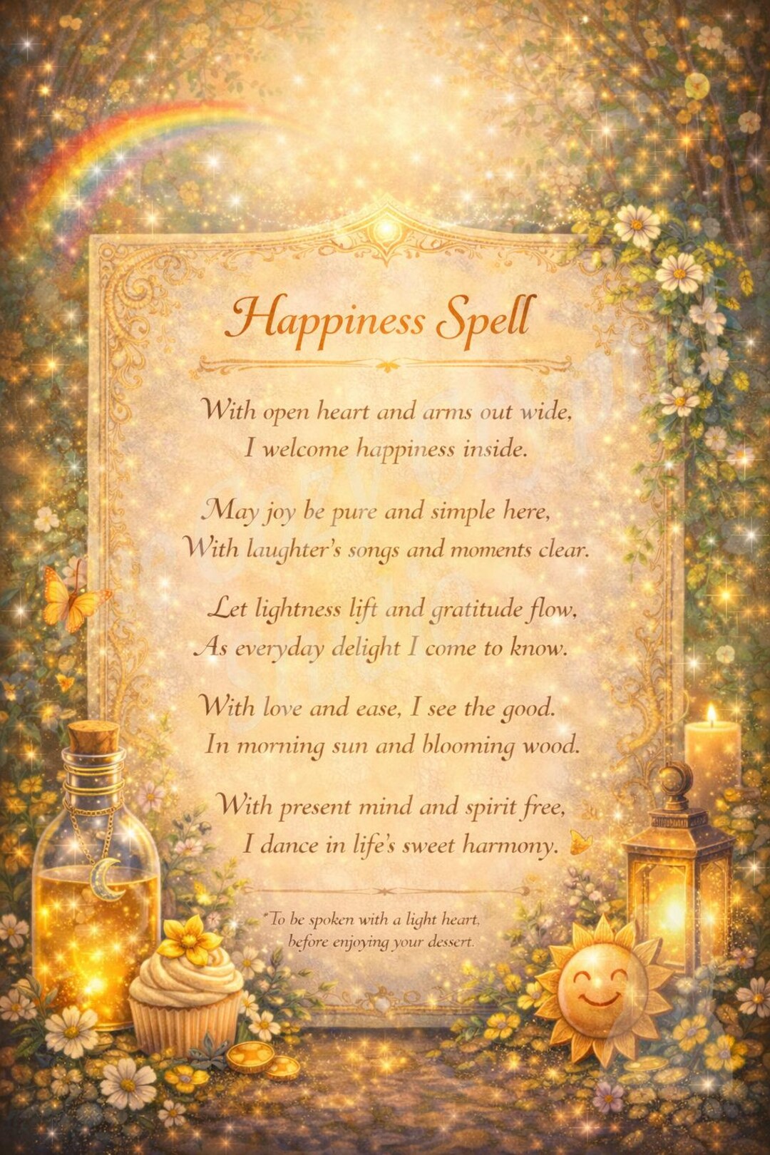 Happiness Spell Edible Print - Joyful Positivity Spell Frosting Sheet ...