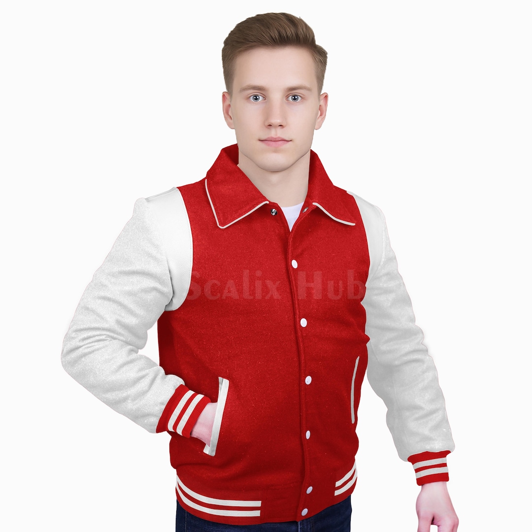 Retro Collar Varsity Jacket | All Wool Letterman Baseball Bomber Style ...
