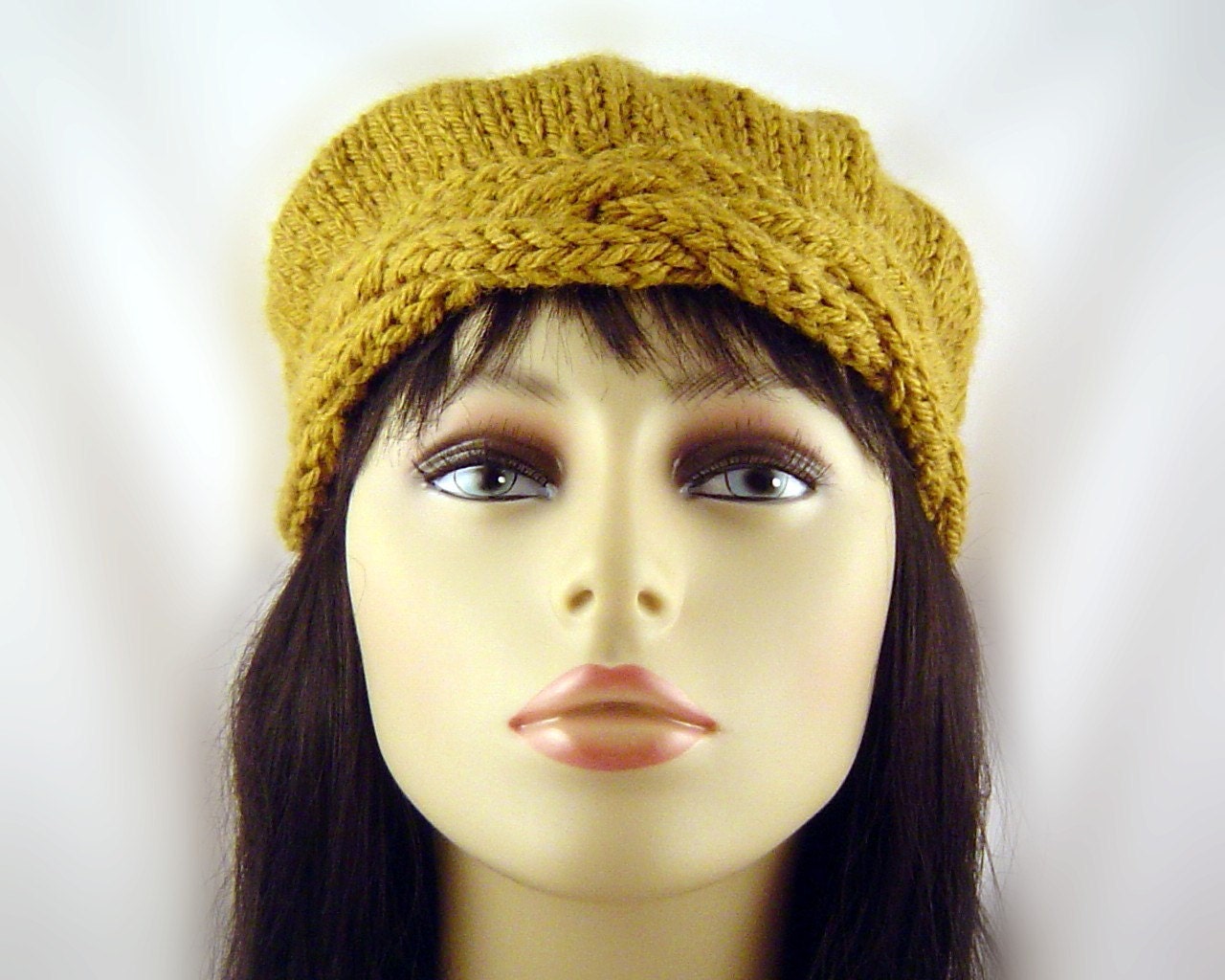 Knitting Pattern Braid Cable Band Beret H1010 Beanie Pill Box Hat - Etsy