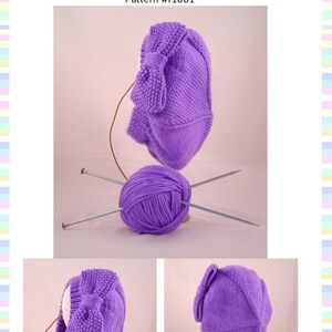 Knitting Pattern Child/teen Size Classic Tam With Bow 3 Sizes Small ...