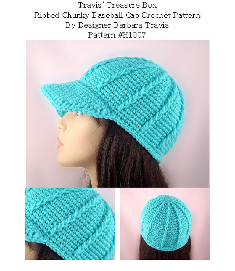 Crochet Pattern Chunky Ribbed Baseball Cap H1007 - Etsy