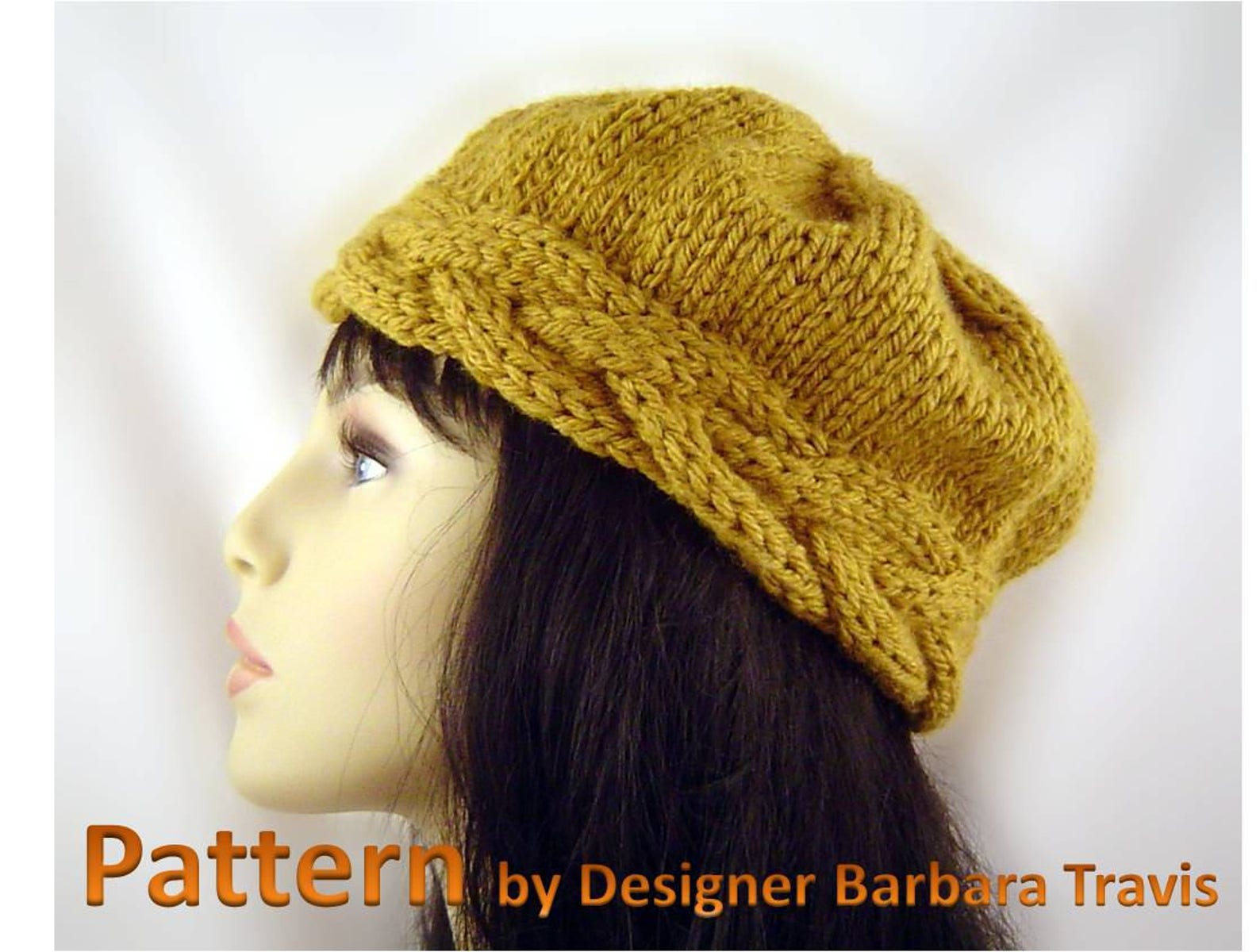 Knitting Pattern Braid Cable Band Beret H1010 Beanie Pill Box Hat - Etsy