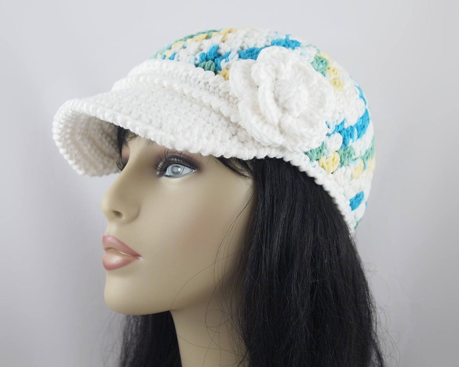Crochet Pattern Baseball Cap With Flower - Etsy