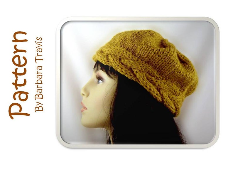 Knitting Pattern Braid Cable Band Beret H1010 Beanie Pill Box Hat - Etsy