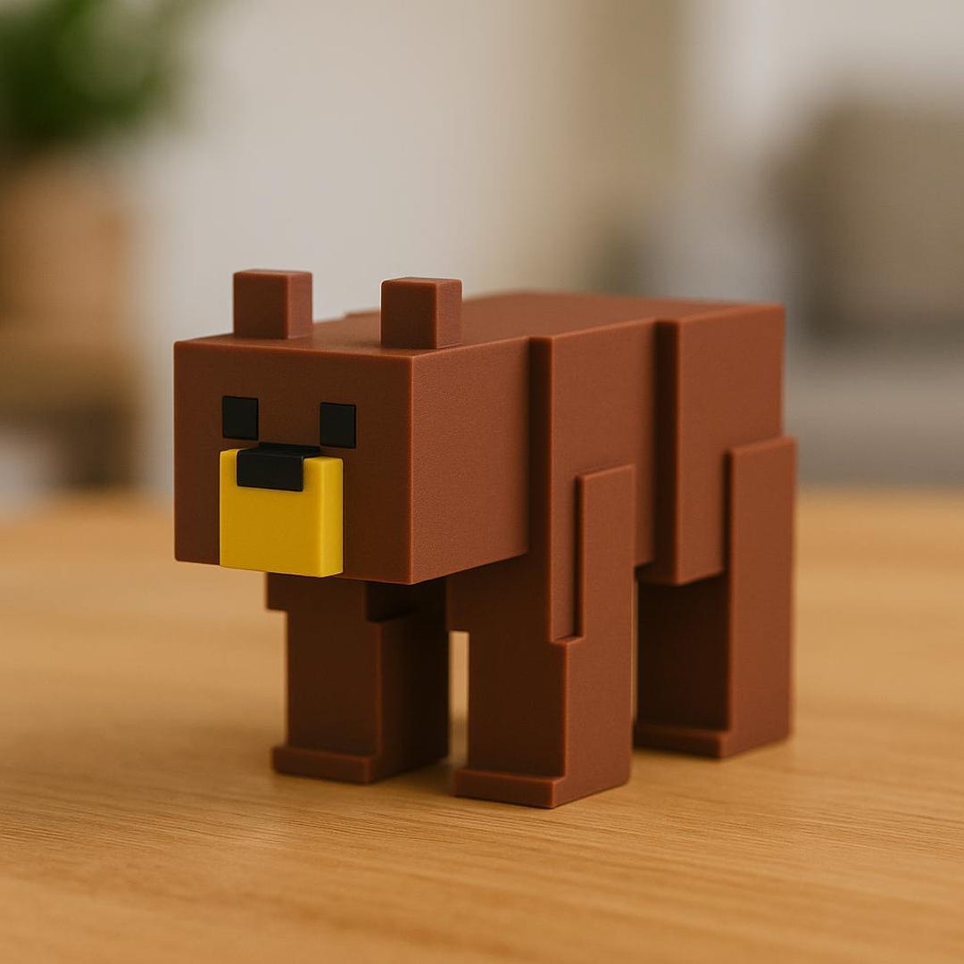 Pixel Bear Figurine: 3D Printed Voxel Desk Decor - Etsy UK