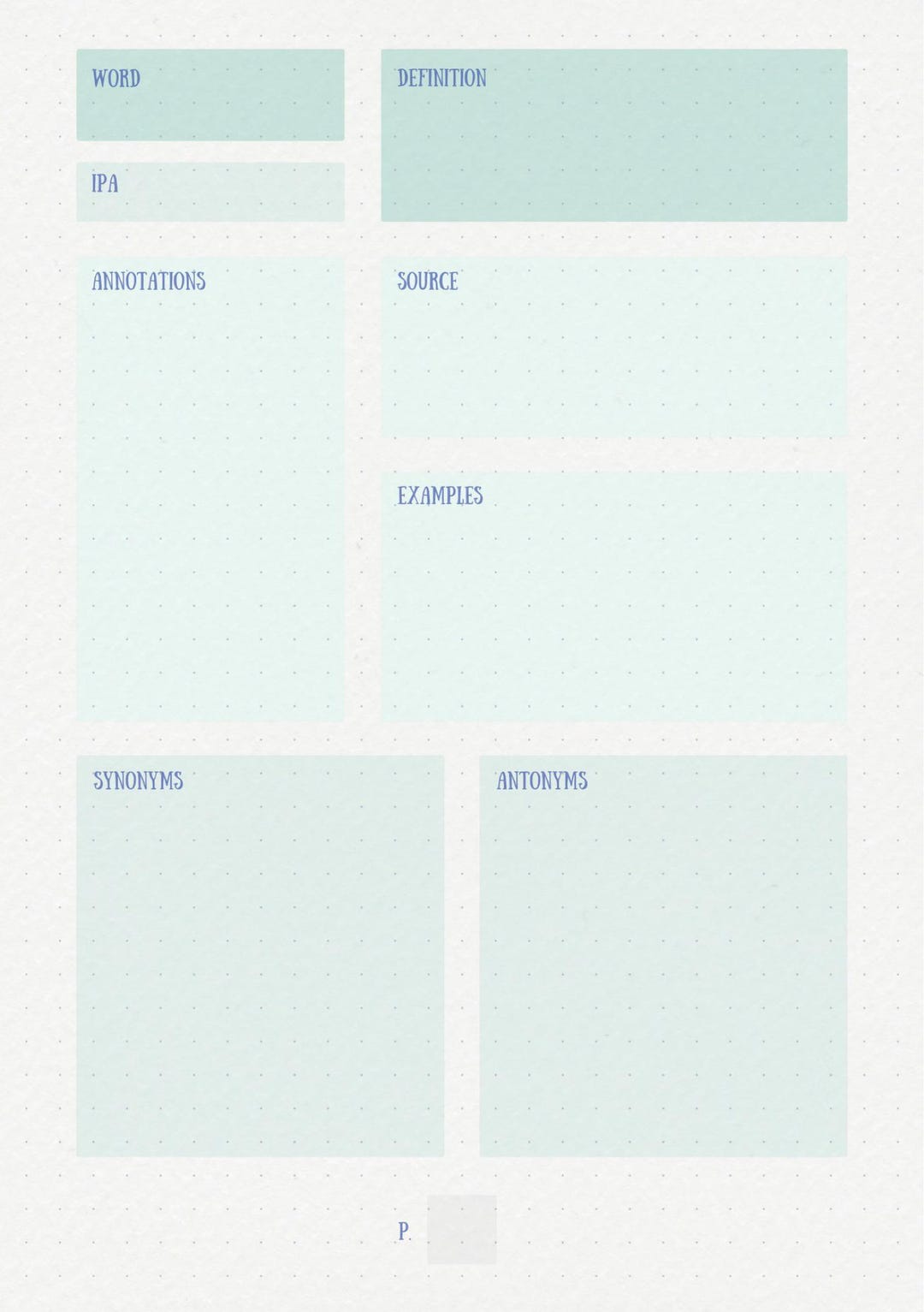 English Language Learning Vocabulary Bank Template - Etsy