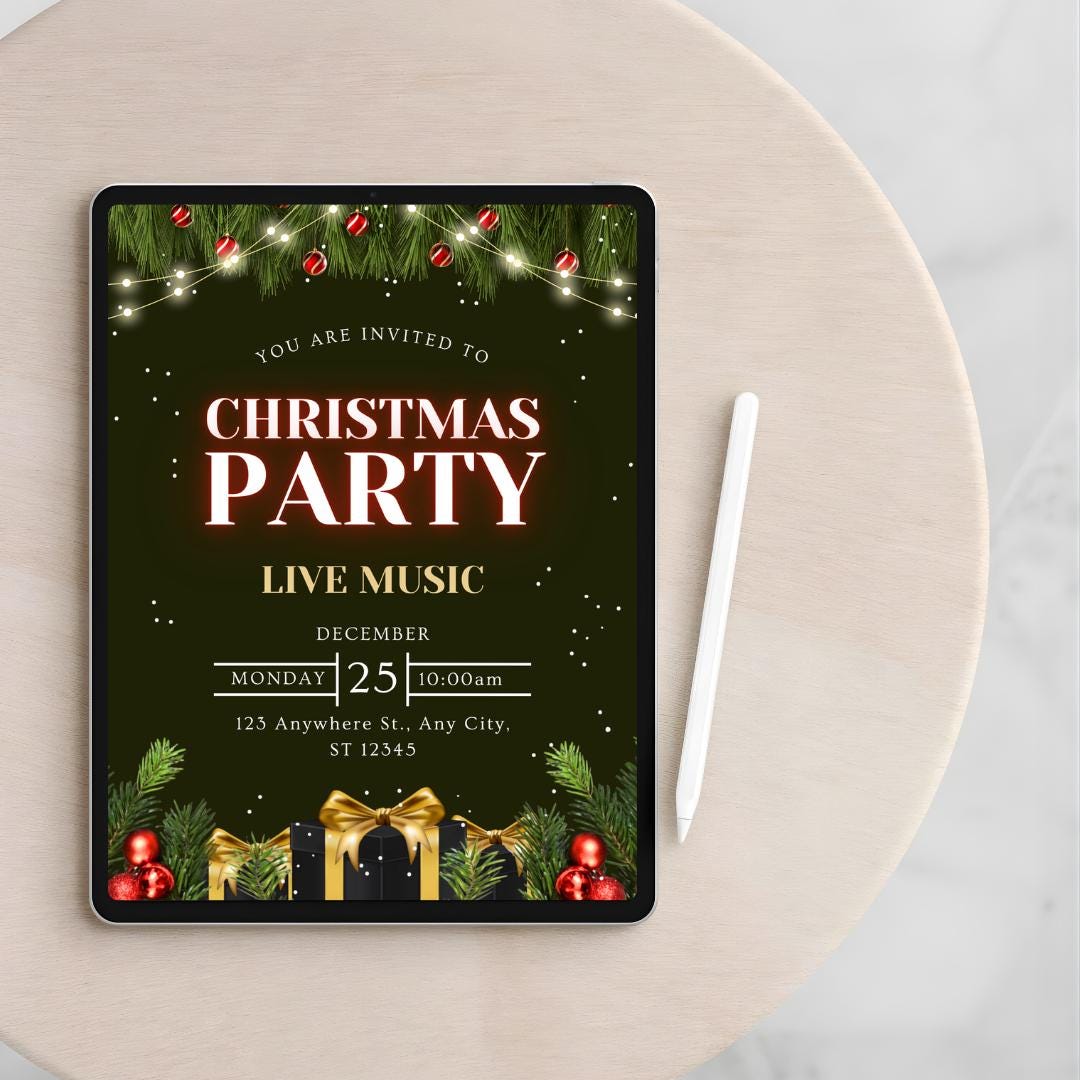 Editable Christmas Party Invitation | Festive Holiday Template (PDF) - Etsy