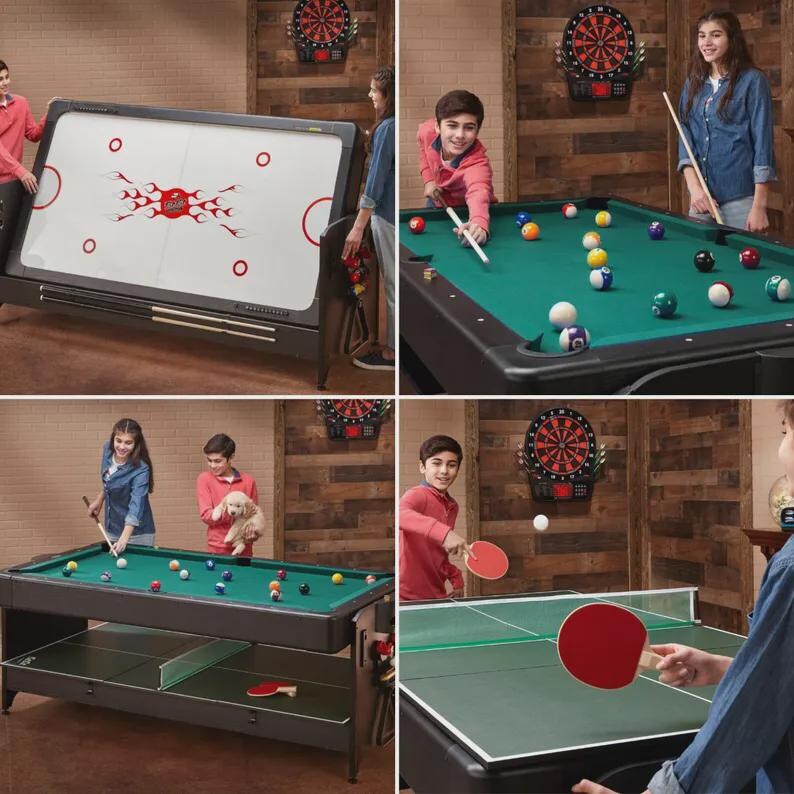87" 3-in-1 Pockey Multi-game Table – Pool, Air Hockey & Ping Pong Combo ...