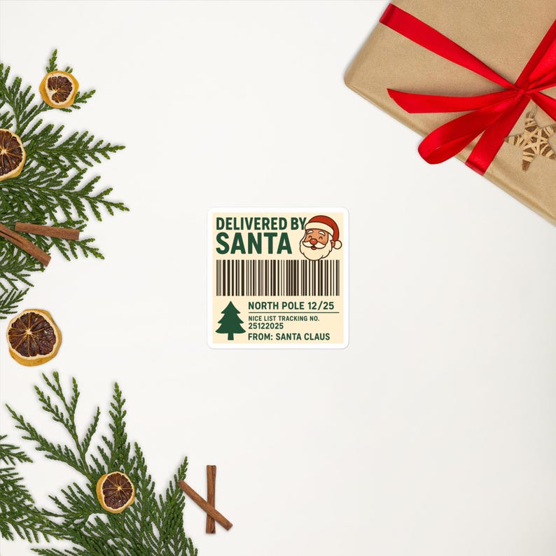 Christmas Sticker Digital Print for Christmas Gift Label of Santa ...