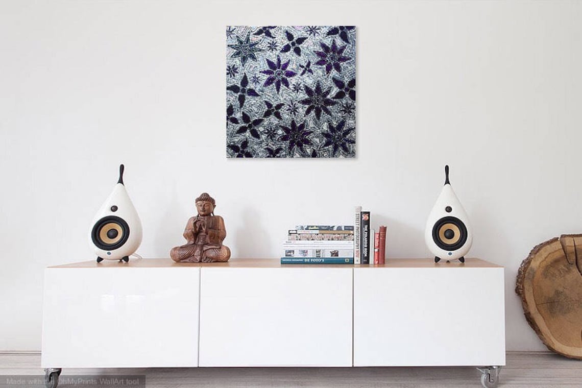 Keith Flower Original Painting Silver Purple | Etsy