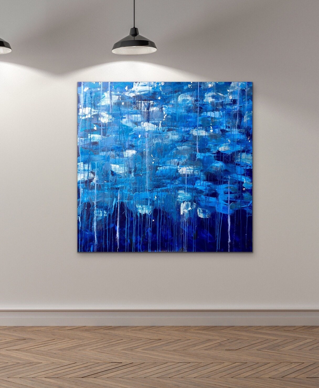 Sapphire abstract, Beautiful, Original, Acrylic, Painting, Blue, Indigo ...