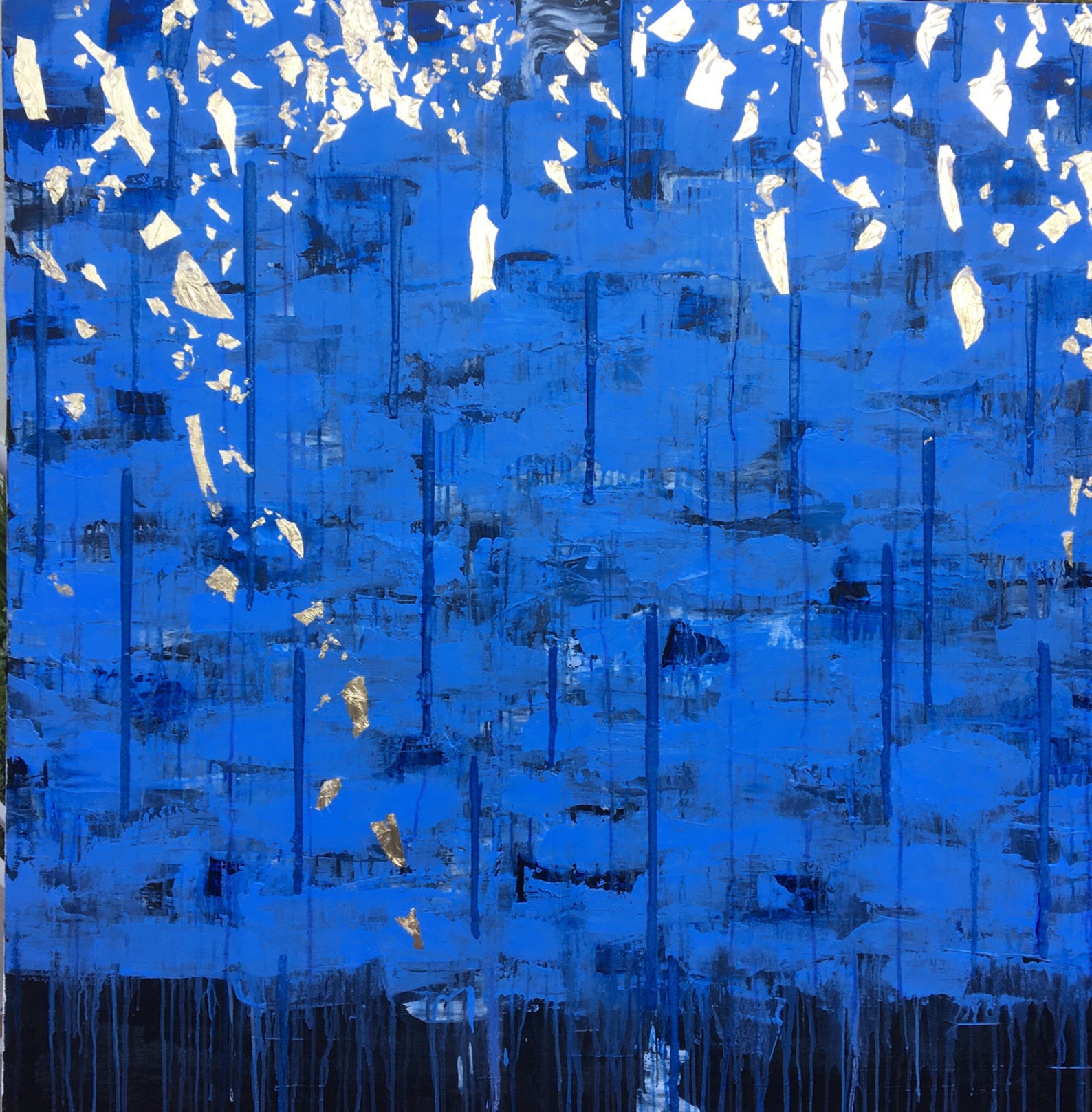 Ciel Abstract, Beautiful, Original, Acrylic, Painting, Blue, Gold Leaf ...