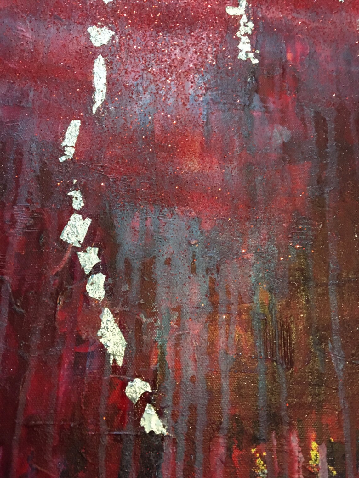 Joshua Abstract Original Painting Red Silver Silver - Etsy
