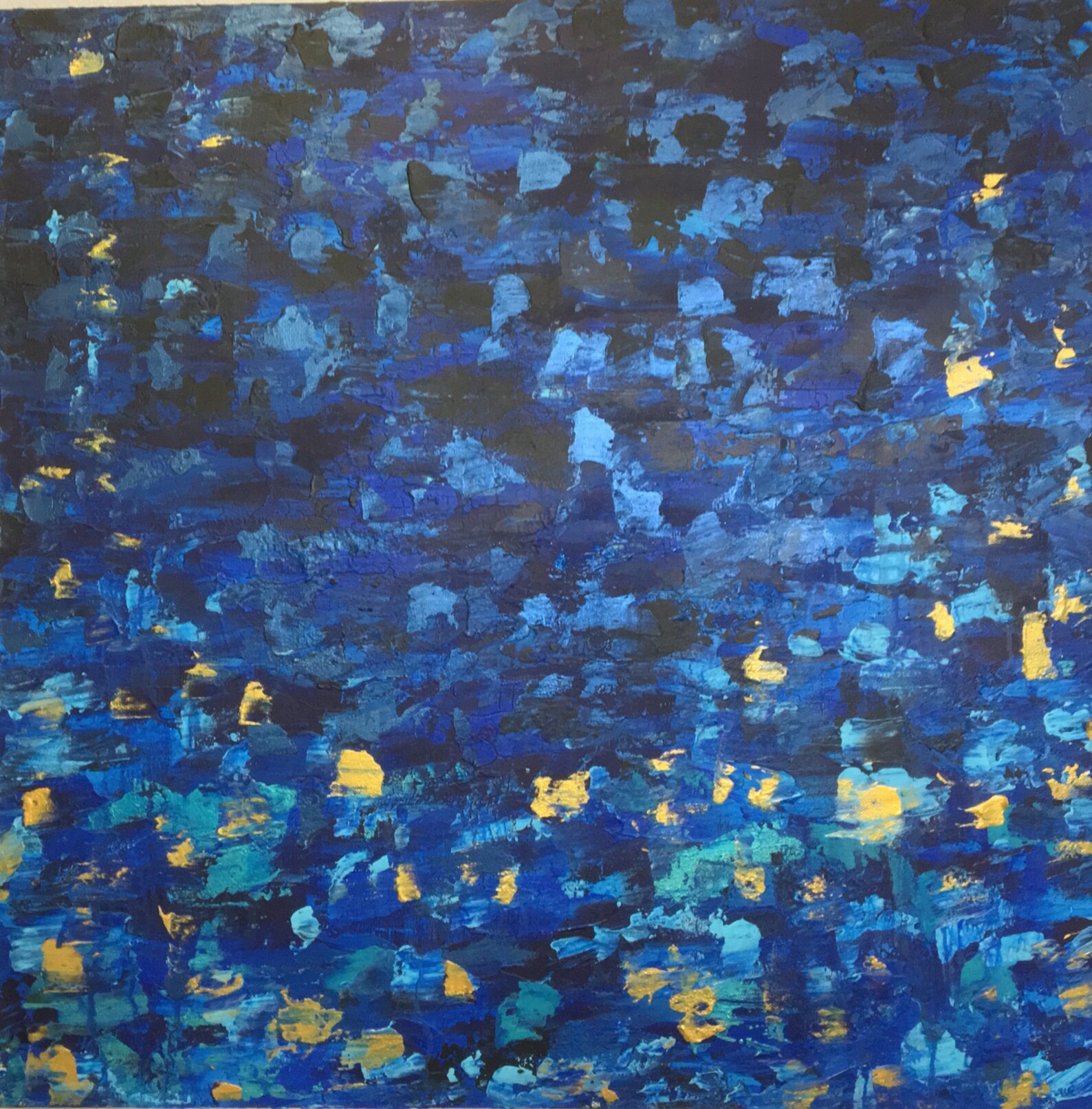 Erica Abstract, Original, Acrylic, Canvas, Painting, Blue, Gold, Ocean ...