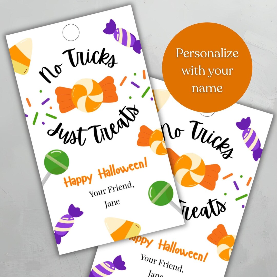 Halloween Treat Tag Printable: Personalized Gift Tag Template (digital ...