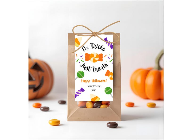 Halloween Treat Tag Printable: Personalized Gift Tag Template (digital ...