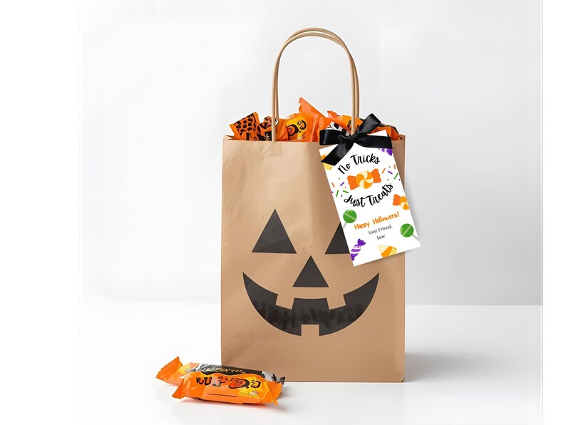 Halloween Treat Tag Printable: Personalized Gift Tag Template (digital ...