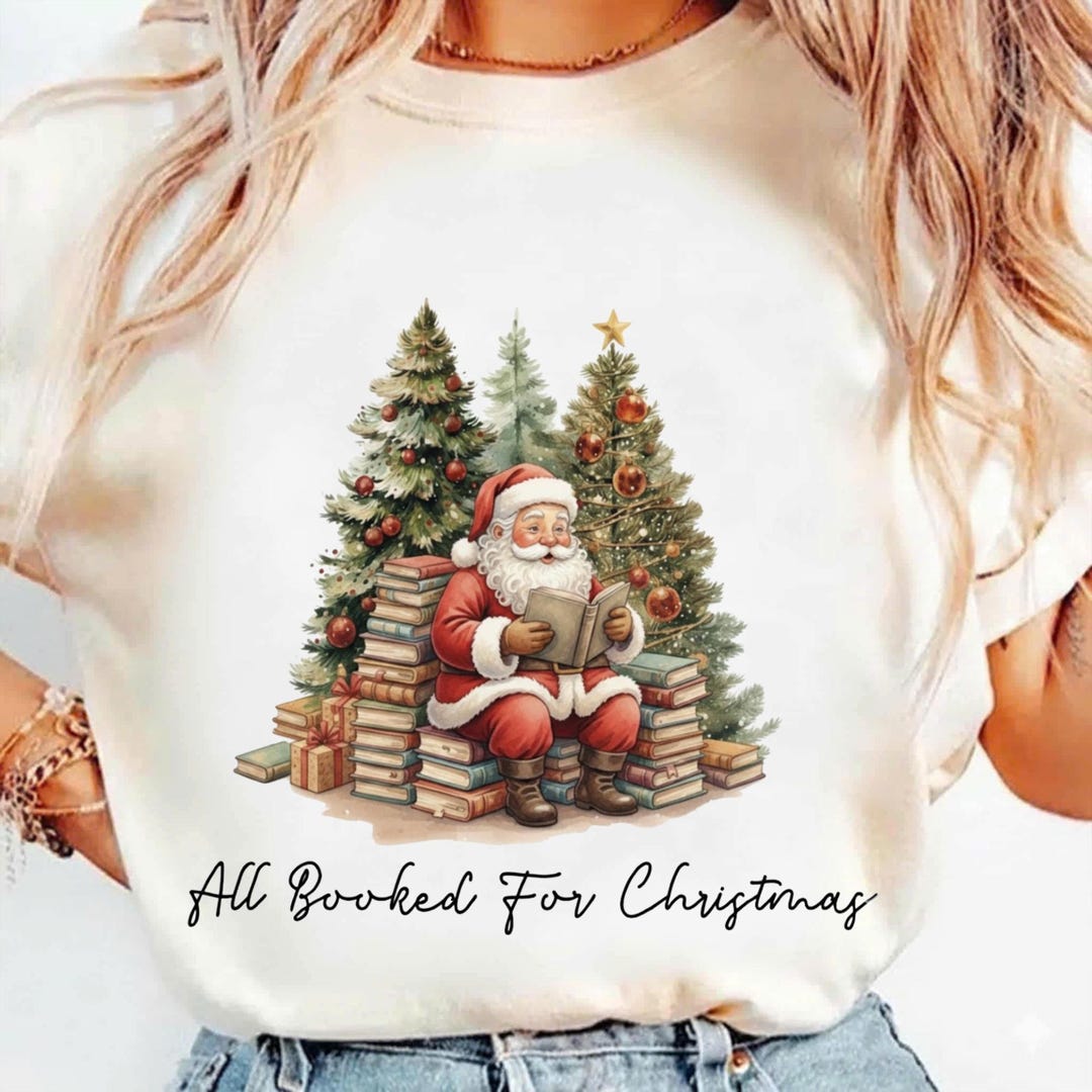 Watercolor Santa Reading Christmas Books PNG, Holiday Clipart (digital ...