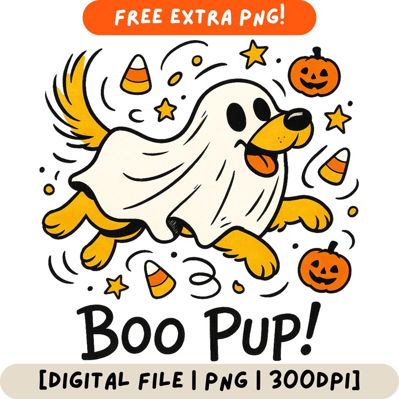 Golden Retriever Ghost PNG: Halloween Puppy Clipart (digital Download ...