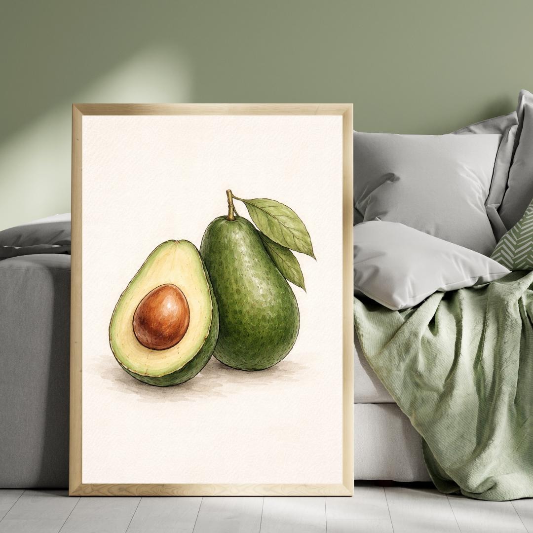 Digital Avocado Art Print, Retro Avocado Print, Avocado Wall Art ...