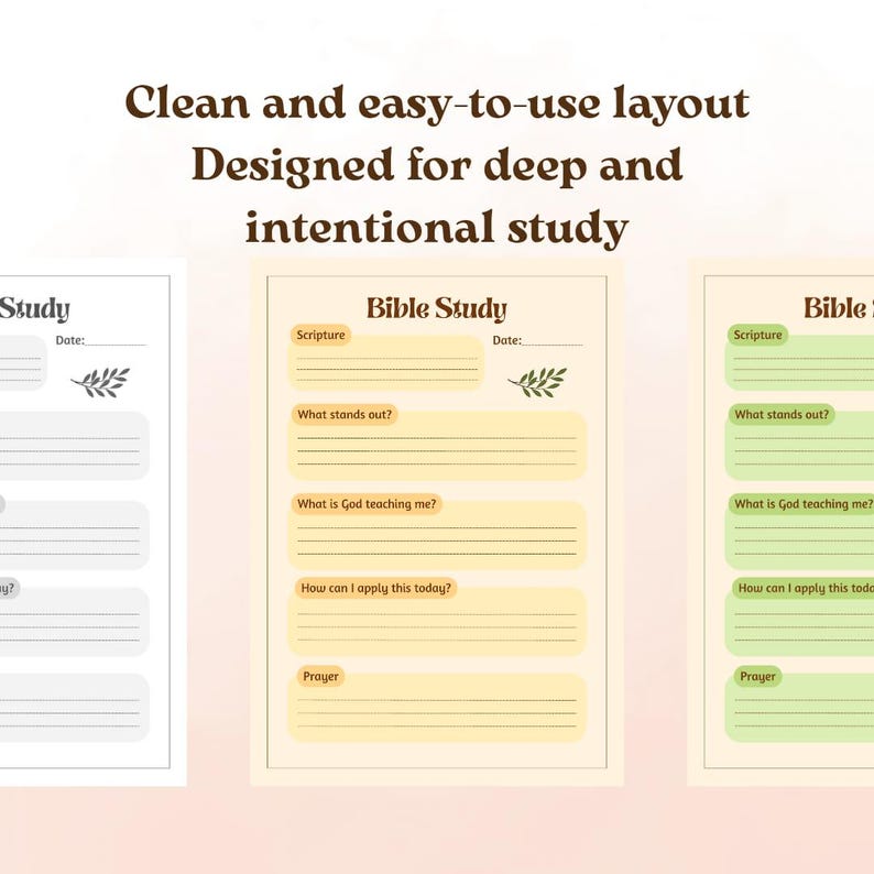 Deep Bible Study Journal Printable, Guided Prompts, Daily Scripture ...