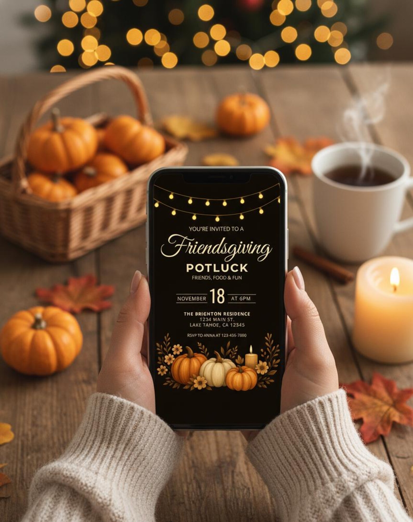 Editable Friendsgiving Potluck Invitation Template | Thanksgiving ...