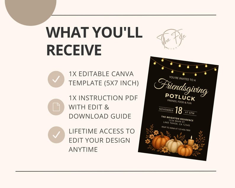 Editable Friendsgiving Potluck Invitation Template | Thanksgiving ...