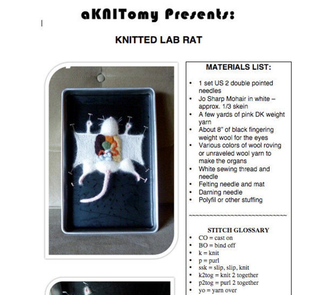 Knitted Lab Rat Pattern PDF - Etsy