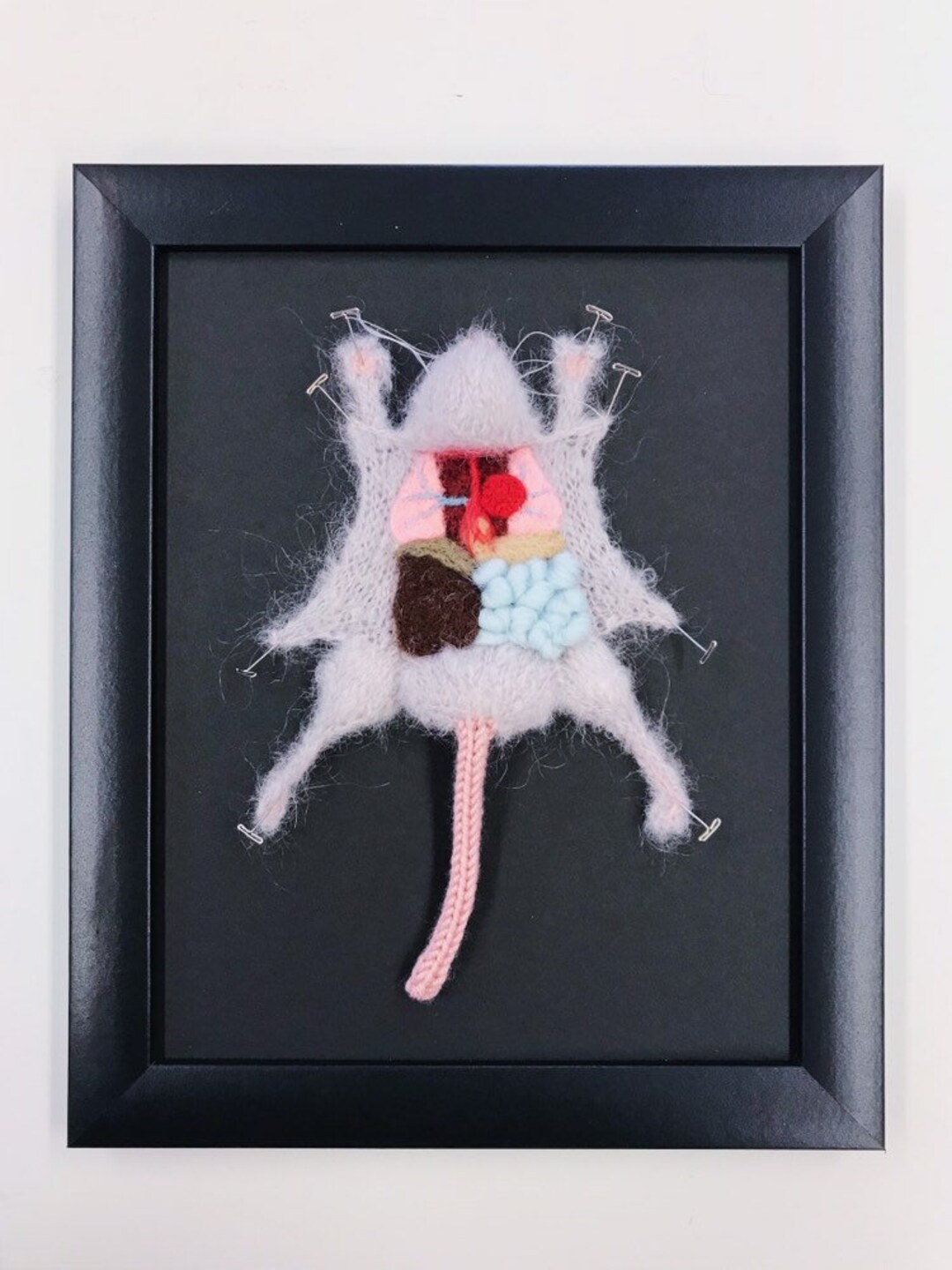Grey Knitted Lab Rat: Framed With Black Background - Etsy