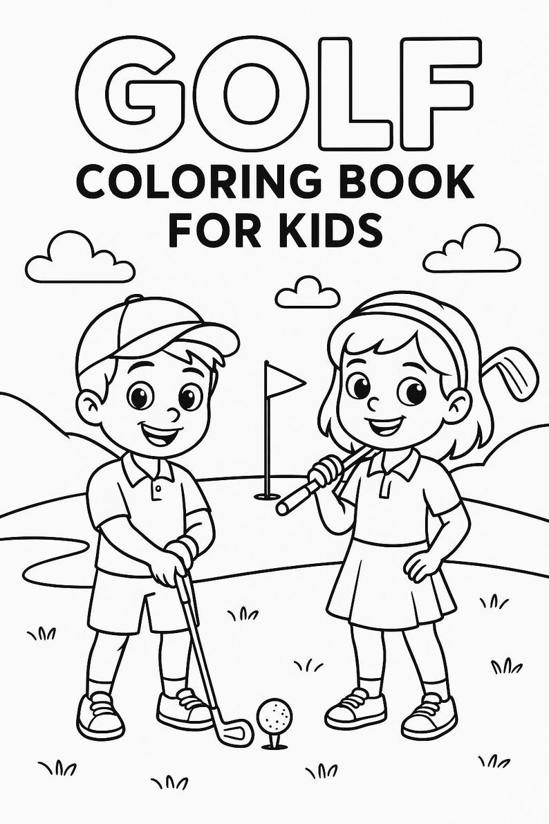 Golf Coloring Book: 12 Fun Printable Pages, Kids Activity (digital ...