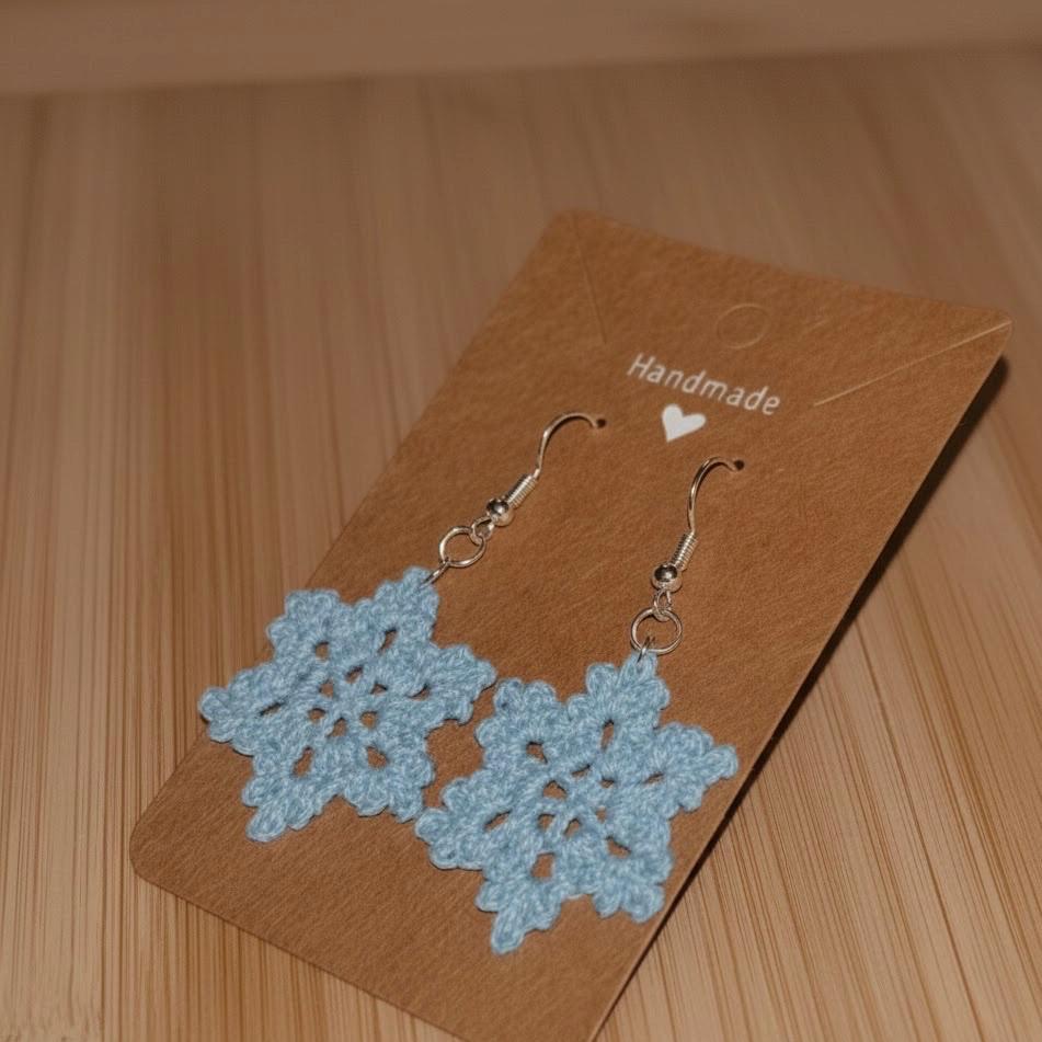 Crochet Snowflake Earrings - Winter Dangle Earrings - Etsy