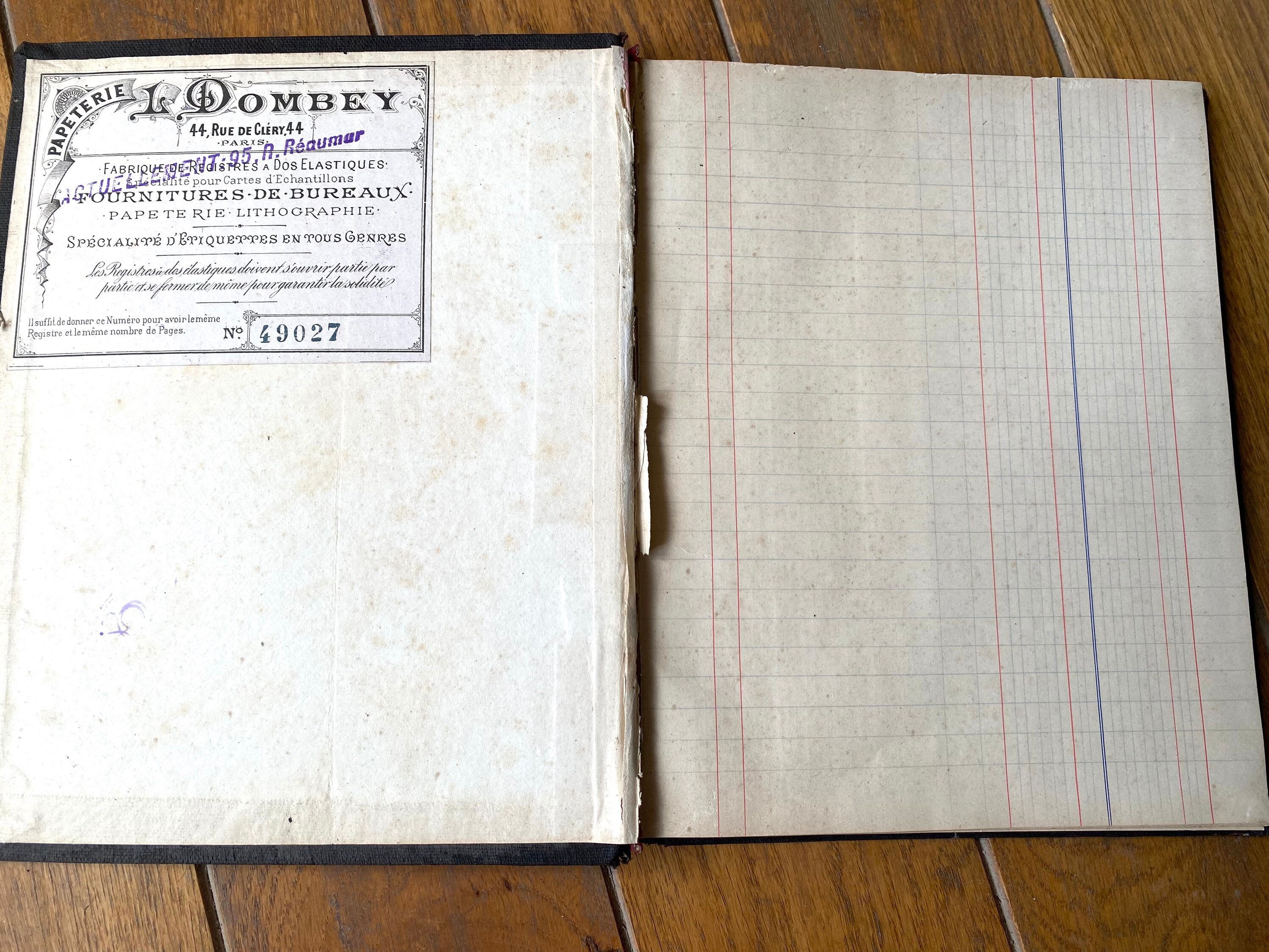 Vintage French Scruffy Unused Ledger Blank Pages Notebook Old Paper ...