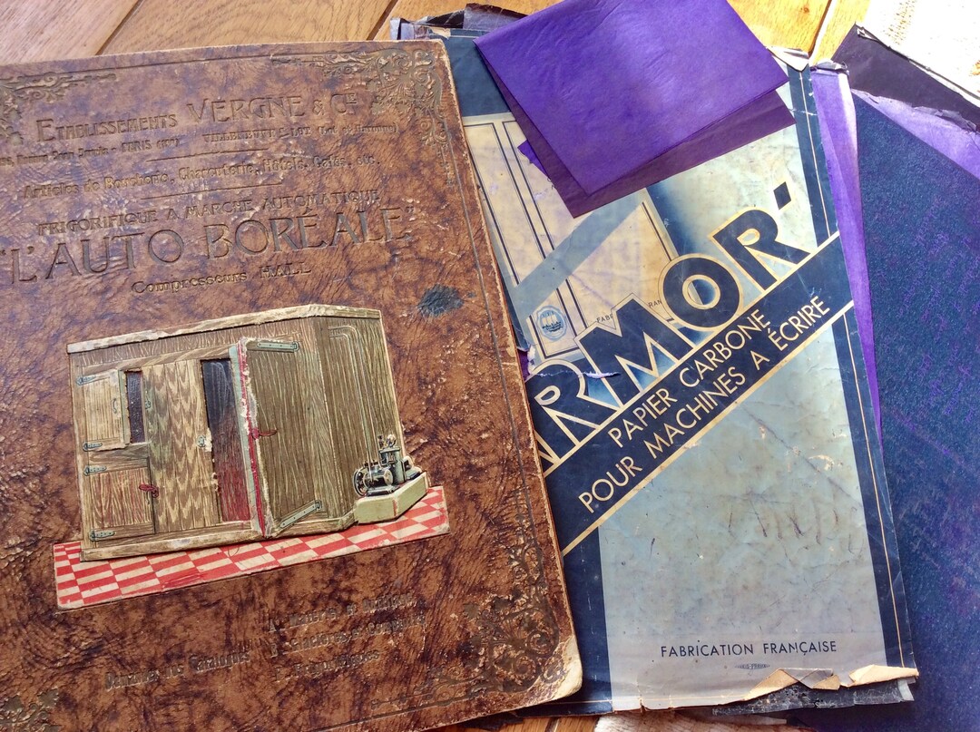 Unusual Collection of Vintage French Purple Copy Paper in Decorative ...