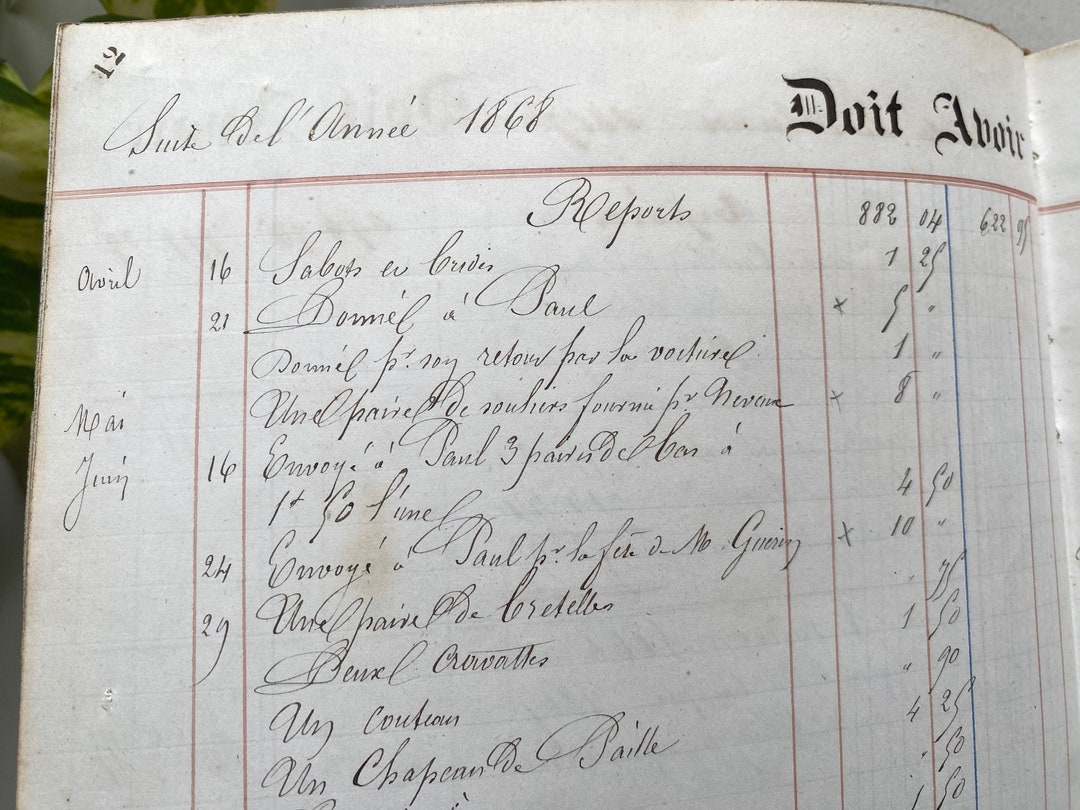 New Stock Fabulous Small Vintage 1860s French Accounts Book Journal ...