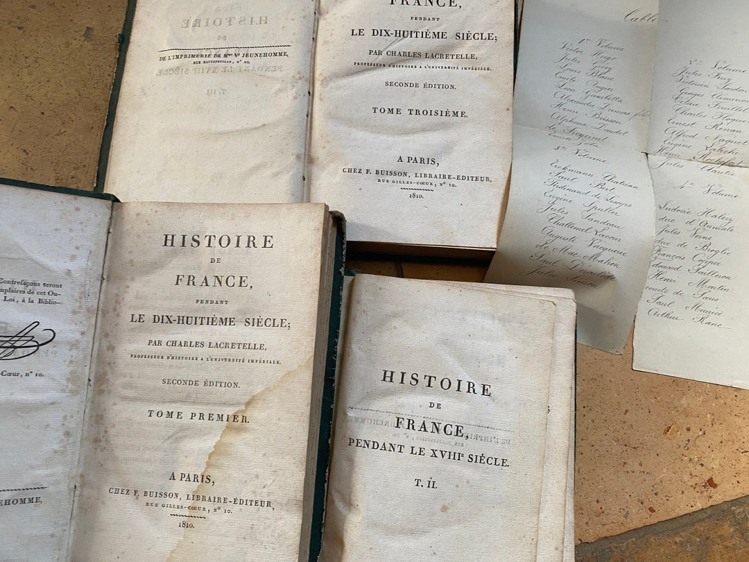Lovely 3 Antique 1810 French History Books Old Pages Ephemera Typed ...